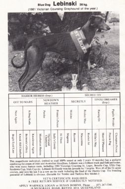 Lebinski. – History of Greyhound Racing in Australia